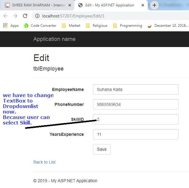 Set Default Value To Dropdown List From Database In ASP.NET MVC